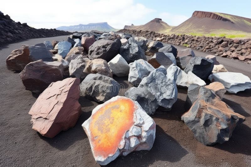 Various Volcanic Rocks with Labels Stock Photo - Image of stones ...