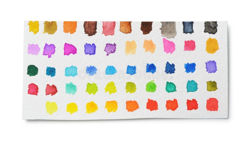 Various Watercolor Samples on White Paper Sheet Stock Photo - Image of ...