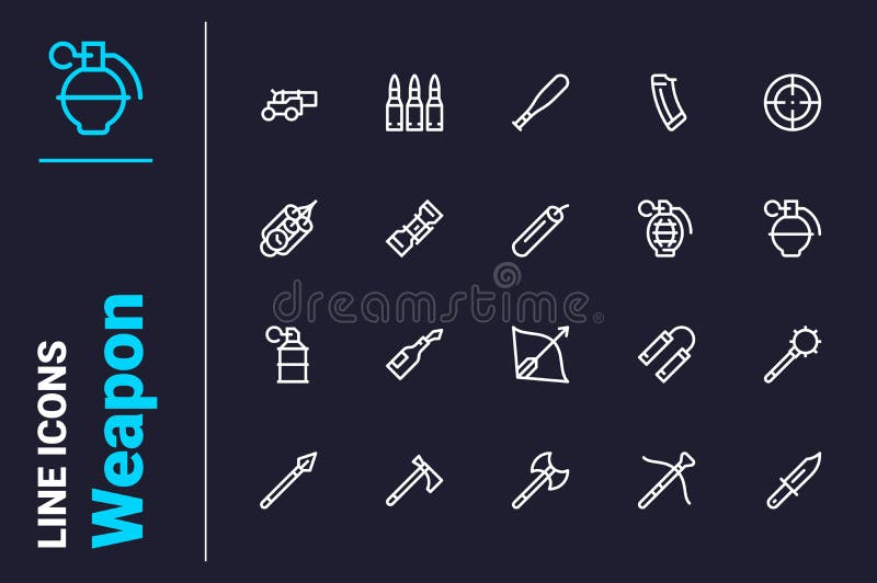 Various Weapons for Attack Icons Set Stock Vector - Illustration of ...