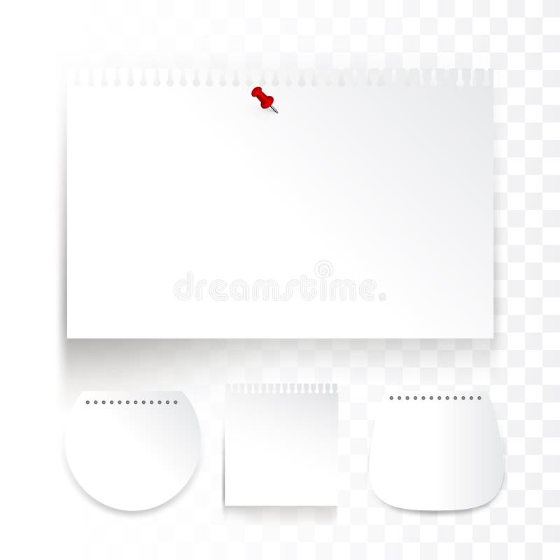 Various White Note Papers Pinned with Red Pushbutton Stock Illustration ...
