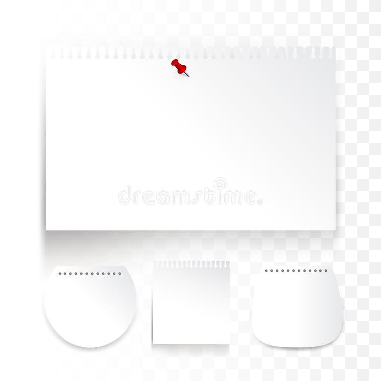 Various White Note Papers Pinned with Red Pushbutton Stock Illustration ...