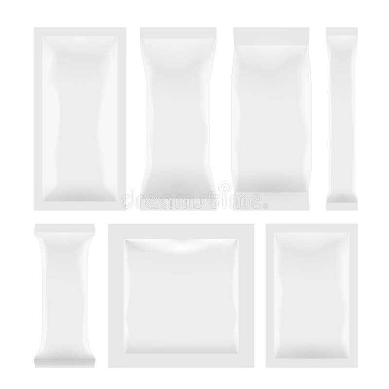 Various White Plastic Bag Package Set on White Stock Vector ...
