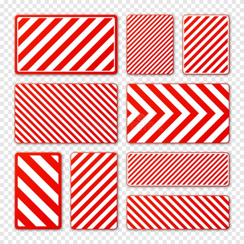 Various White and Red Warning Signs with Diagonal Lines. Attention ...