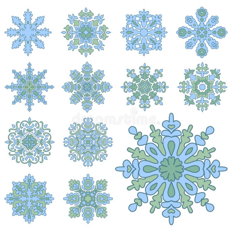 Various Winter Snowflakes. Vector Stock Vector - Illustration of cool ...