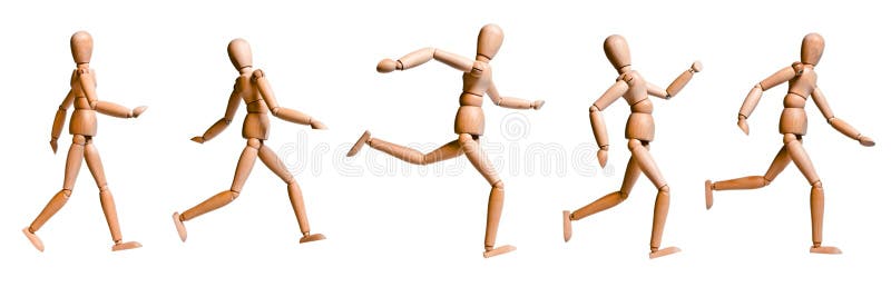 Various Wood Doll Walking - Set 2 Stock Photo - Image of pursue, walk ...