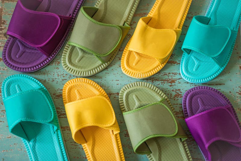 Variously Colored Flip-flops for Walking on the House or the Beach ...