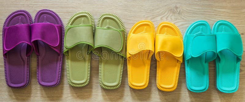 Variously Colored Flip-flops for Walking on the House or the Beach ...