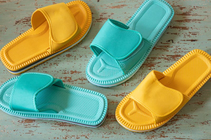 Variously Colored Flip-flops for Walking on the House or the Beach ...