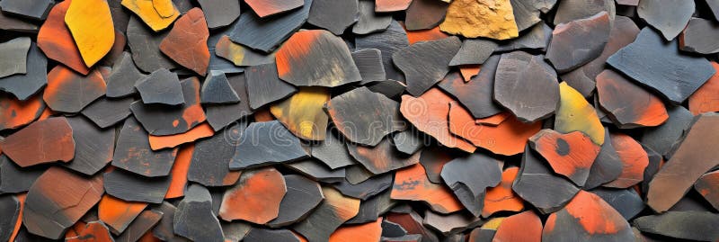 Variously Colored Shale Rocks Arranged Tightly Together, Creating a ...