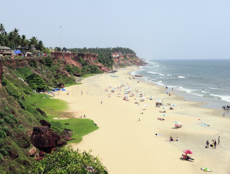 Varkala Beach Cliffs View Ocean Low Tide H Stock Image - Image of sunny ...