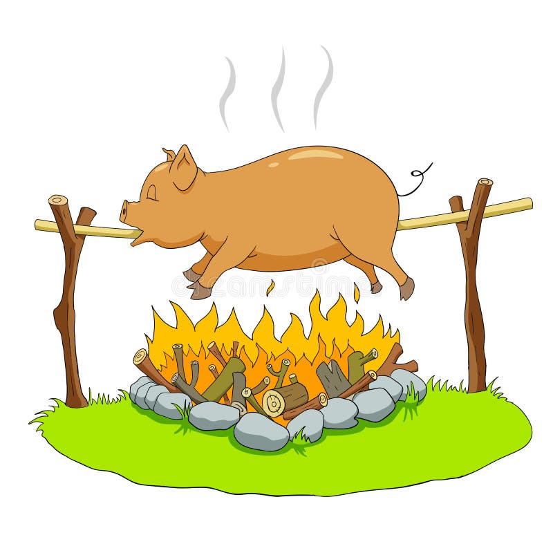 Vector Illustratie Van Een Varken Die Van De Chef-kok En Zich Naar Een ...