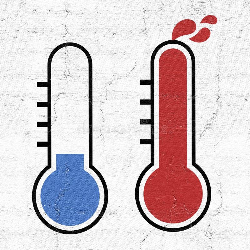 Varma och kalla symboler vektor illustrationer. Illustration av värme ...