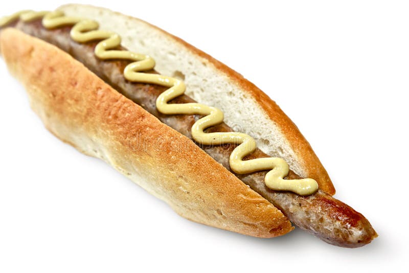 Varmkorv Med Korven, Senap, Ketchup Och Bröd Fotografering för ...