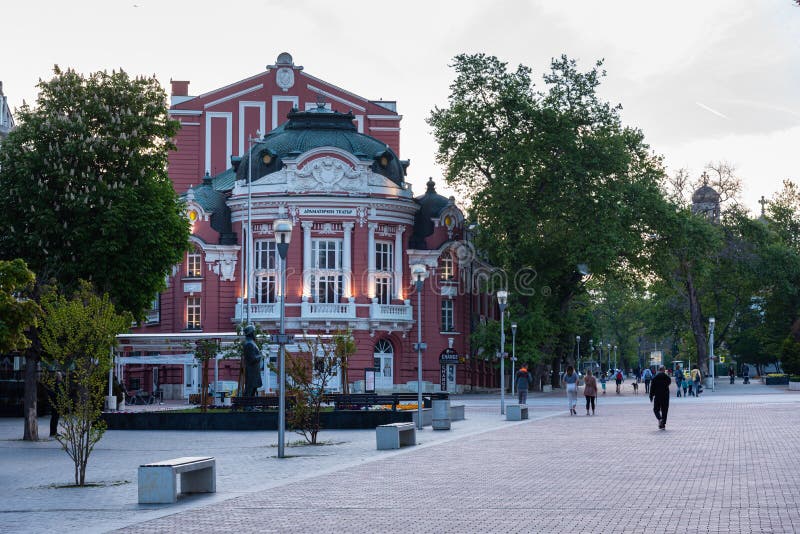 Varna, Bulgaria, May 10, 2020: Red Theater in the Center of Varn ...