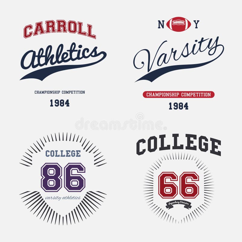 Varsity Design Alphabet Template. Letters and Numbers of College ...