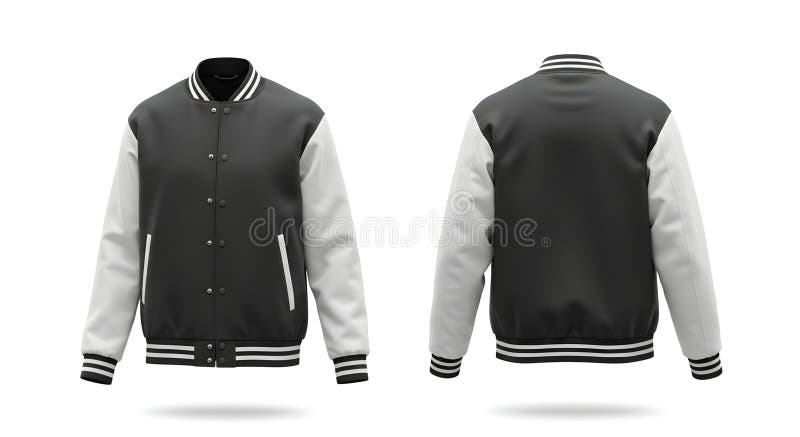 Varsity Jacket Display Front and Back View on White Background Stock ...