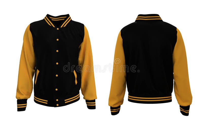 Varsity Jacket Mockup in Front, Side and Back Views. Stock Illustration ...