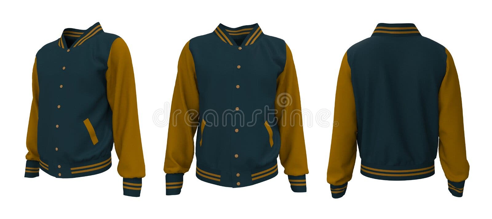 Varsity Jacket Mockup Front Side Back Views Stock Illustrations – 100 ...