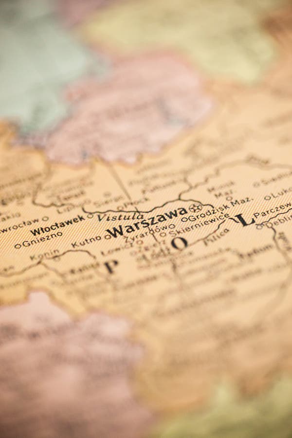 Varsovia Polonia en mapa imagen de archivo. Imagen de mundo - 128997361