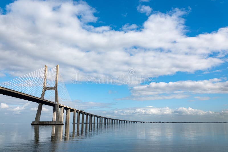 Vasco Da Gama Bridge at Daylight in Lisbon, Portugal Stock Photo ...