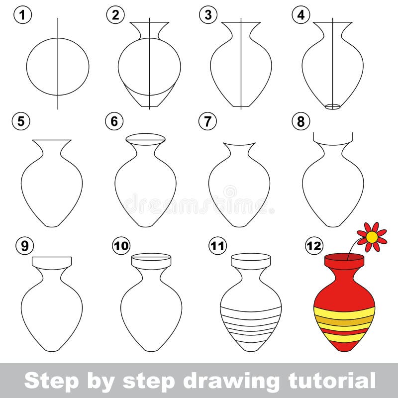 How To Draw Flowers In A Vase Step By Step