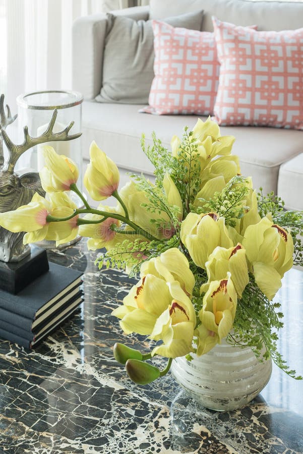 Vase of Flower on Table in Living Room Stock Image - Image of modern ...