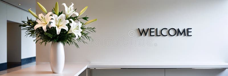 Vase Flowers, Reception with Welcome Sign Stock Illustration ...