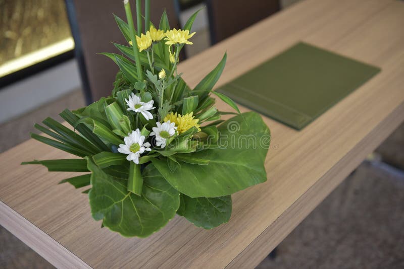 Vase of Flowers on the Wooden Table. Stock Photo - Image of invitation ...