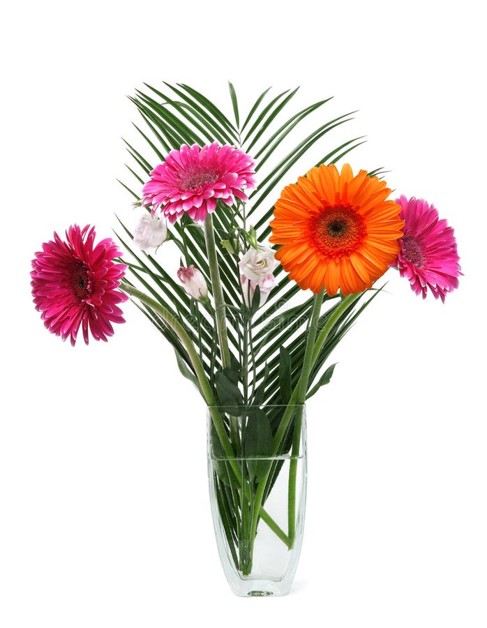 Colorful Bouquet Gerber Flowers in Vase Stock Image - Image of white ...