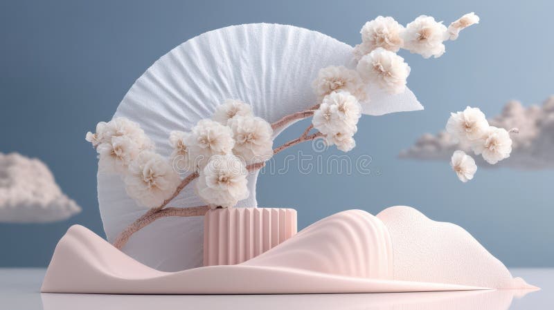 A Vase Holds Flowers beside a Fan on a Table, Creating a Serene Indoor ...