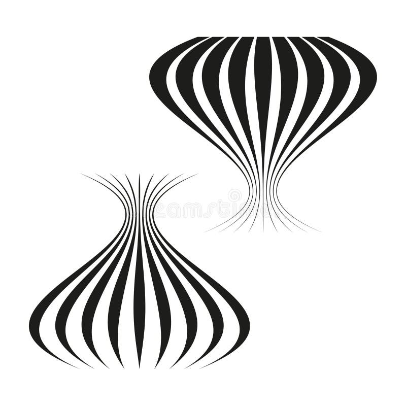 Vase Line Pattern. Curved Stripe Texture. Optical Flow Shape. Vector ...