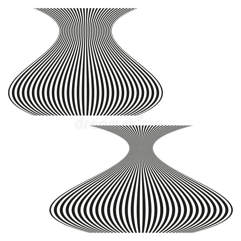 Vase Line Pattern. Curved Stripe Texture. Optical Flow Shape. Vector ...