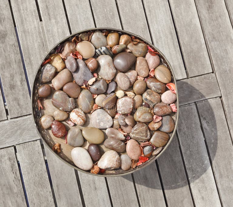 Vase with Pebble Stone Decor Stock Photo - Image of brown, tray: 17635218