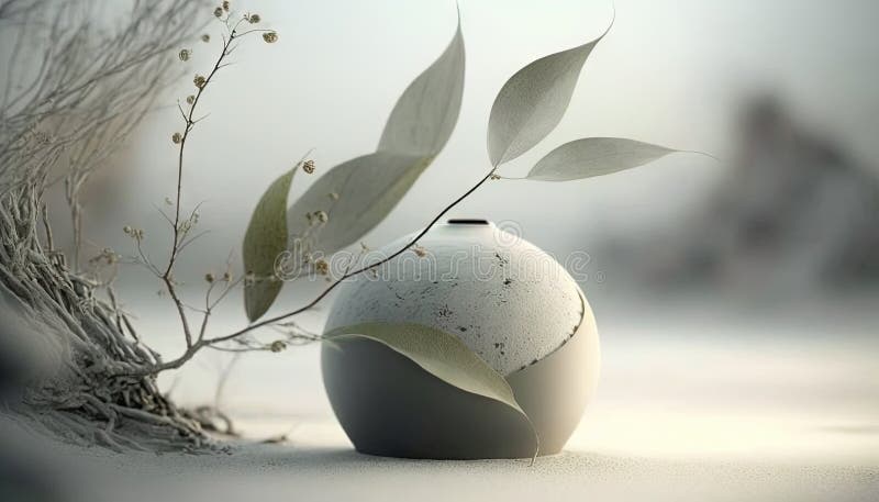 A Vase with a Plant in it Sitting on the Ground. Stock Illustration ...