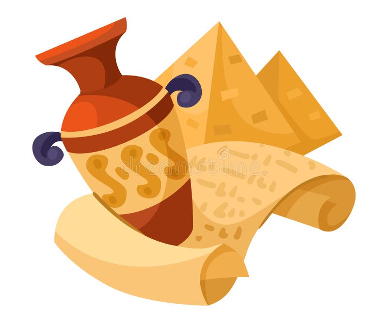 Vase, Scroll and Pyramid As School Education Item and Supply ...