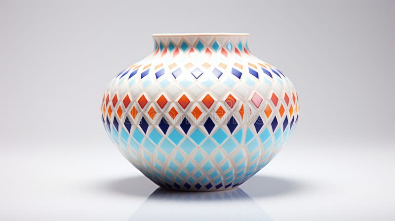 Colorful Geometric Pattern Vase with Blue and White Porcelain Stock ...