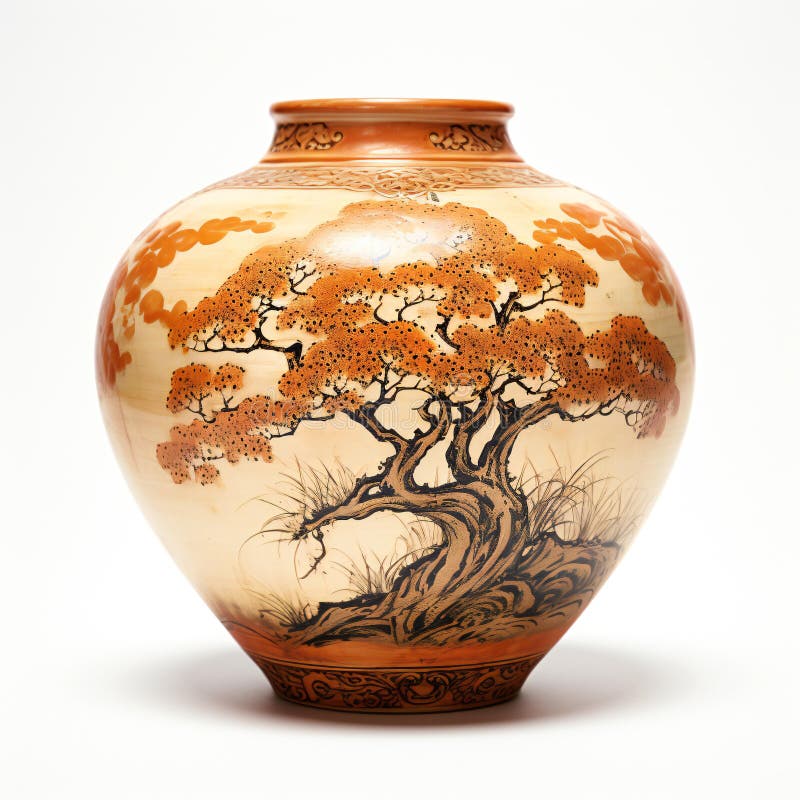 Vase with a Tree on a White Background, Isolated Stock Illustration ...
