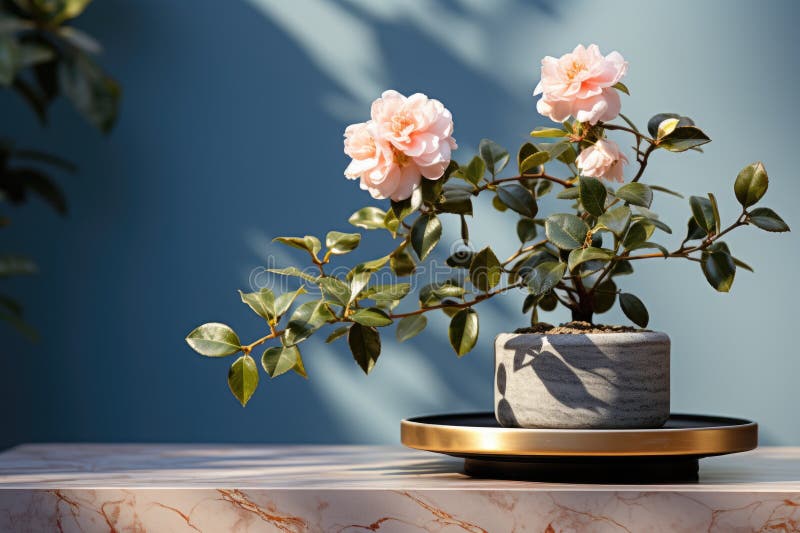 A Vase with Two Pink Flowers in it on a Table. Stock Illustration ...