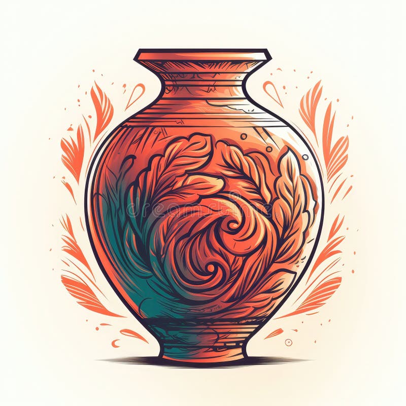 Vase on White Background Logo Digital Art. Generative AI Stock ...