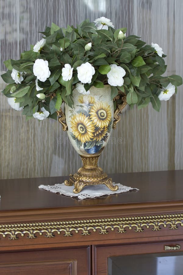 Vase with white flowers. stock image. Image of focus - 33637061