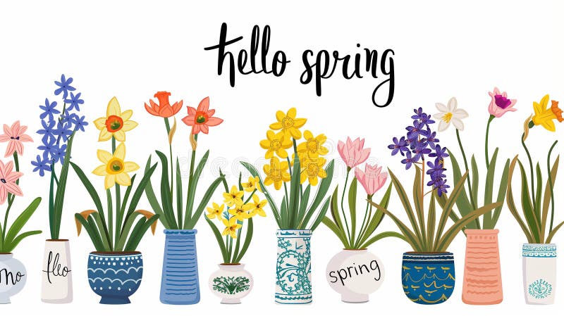 Vases with Spring Flowers. the Concept of the Arrival of Spring Stock ...