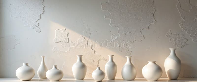 Vases Still Life with Textured Wall Decoration Background Stock Photo ...