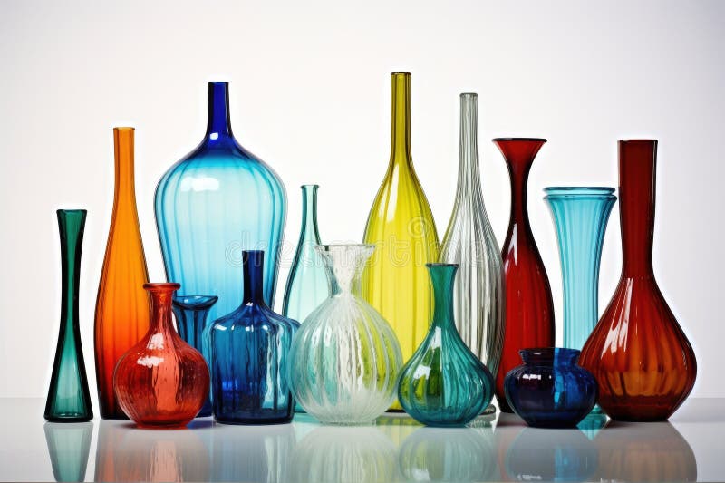 Vases of Various Shapes and Sizes Made from Blown Glass Stock Image ...