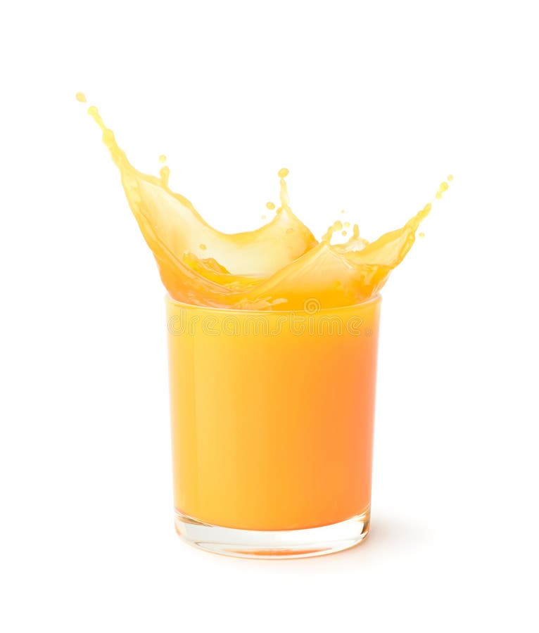 Vaso De Jugo De Naranja Salpicado Con Trozos De Naranja Imagen de ...
