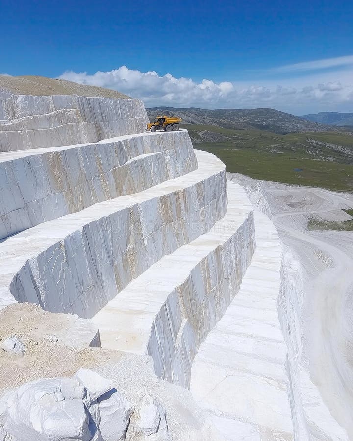 Vast Aerial View of an Expansive Open Pit Mining Operation with Heavy ...