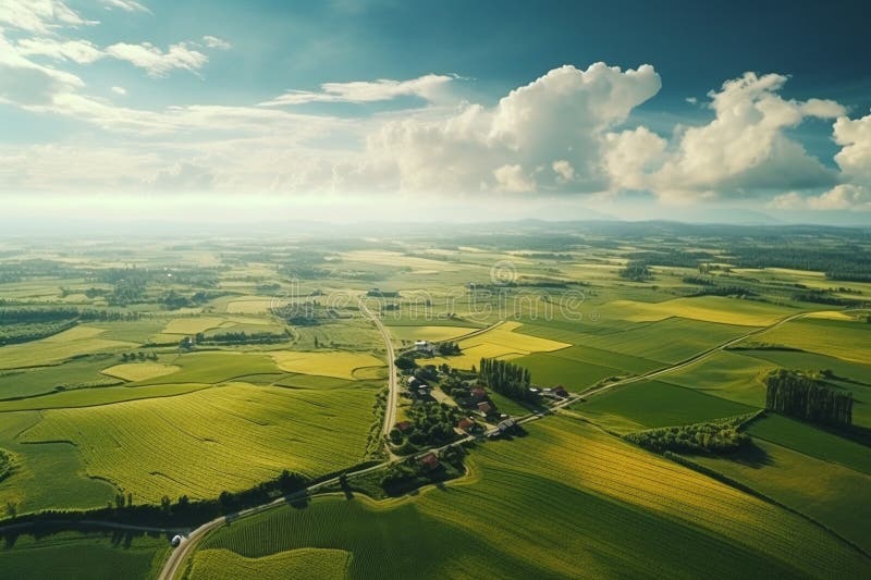 Vast Agricultural Fields from Above. Generative AI Stock Illustration ...