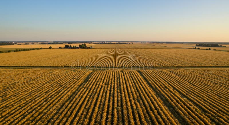 Vast Agricultural Landscape Featuring Expansive Wheat Fields, with Rows ...