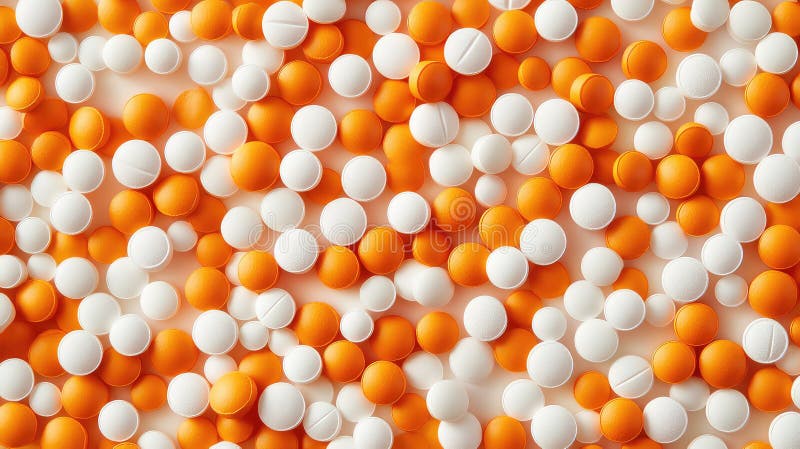 Vast Array of Orange and White Capsules Scattered Across Surface Stock ...