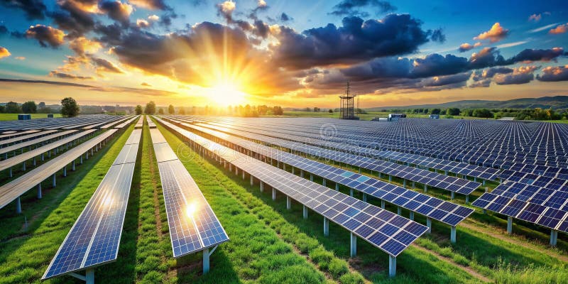 Vast Array of Solar Panels at a Modern Power Station a Sustainable ...