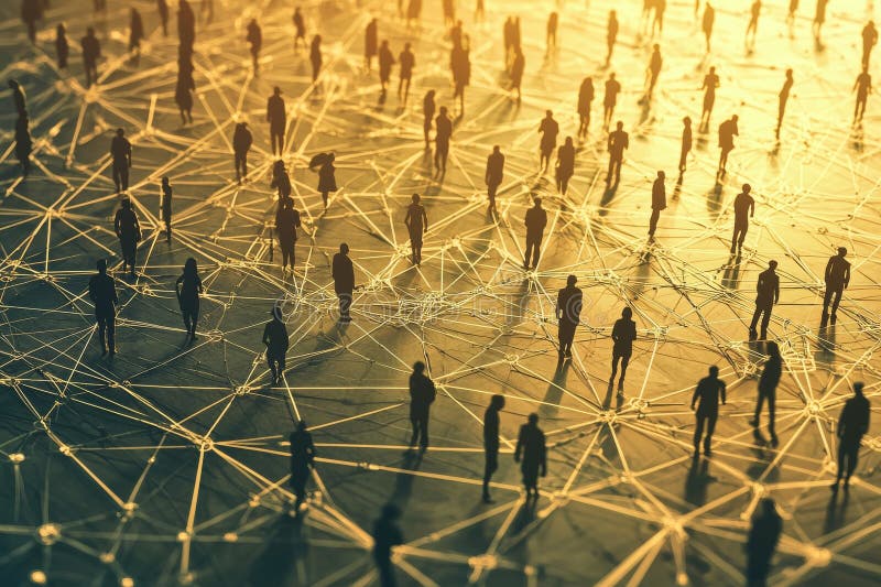 A Vast Assembly of Plain Human Forms Joined by Lines. Stock Image ...